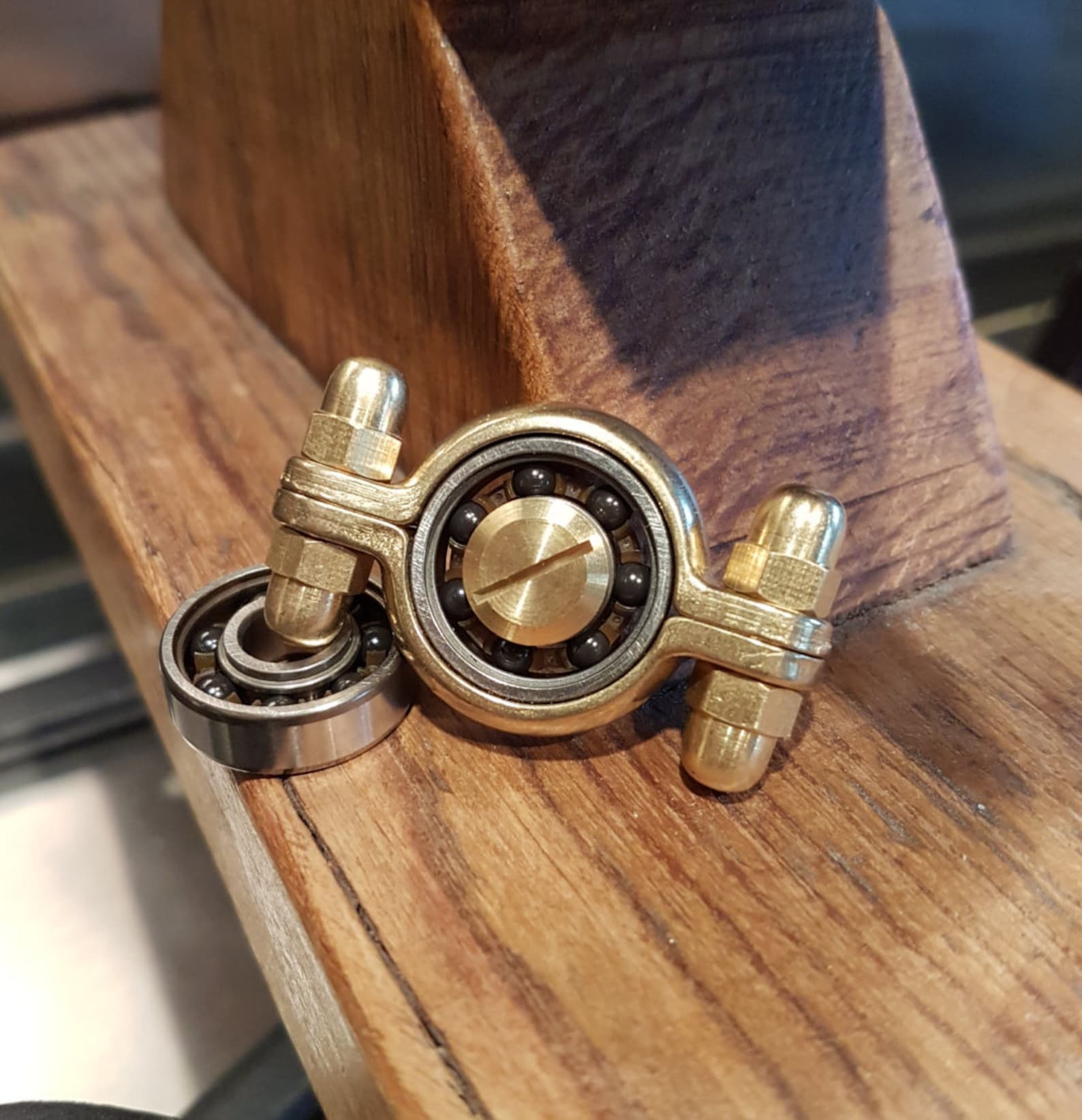 Hand Made Fidget Toy. Brass Hand Spinner Hybrid Ceramic Bearing Torqbar ...