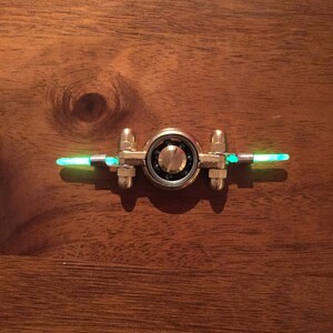 Hand Made Fidget Toy. Brass Hand Spinner With Neon Glow Sticks Hybrid ...