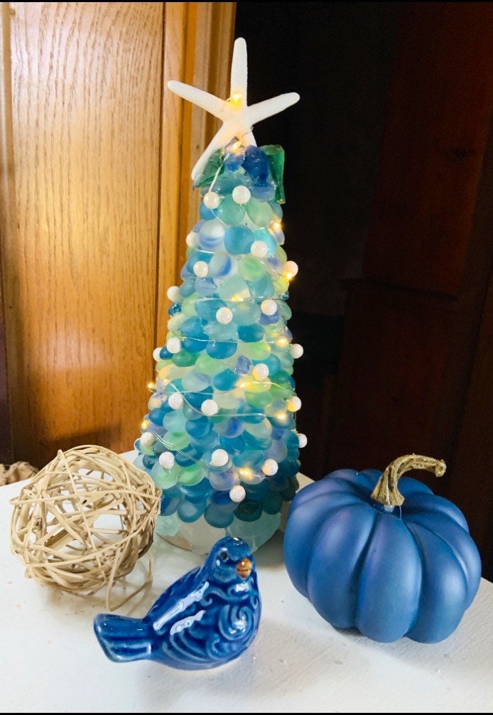 Sea Glass Lighted Tree - Etsy