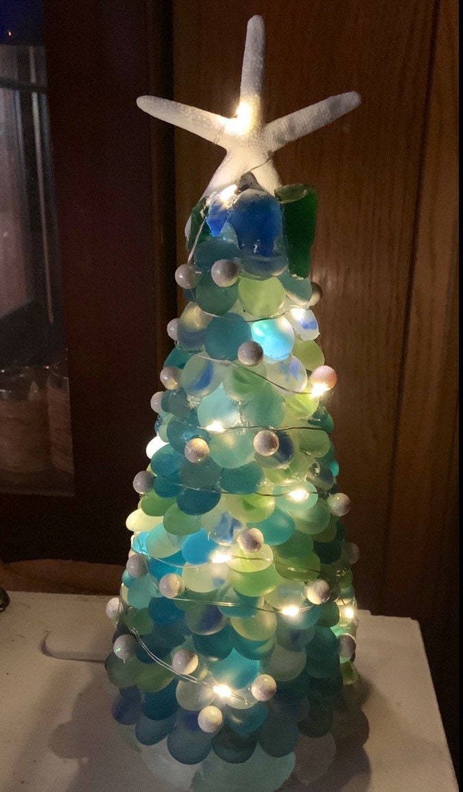 Sea Glass Lighted Tree Etsy