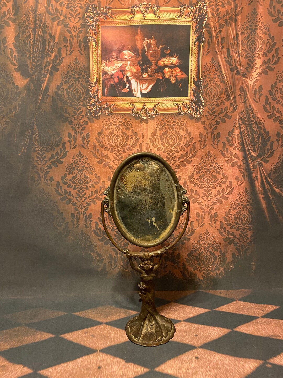 Antique Art Nouveau Art Deco Mirror Haunted Scrying Mirror Woman ...