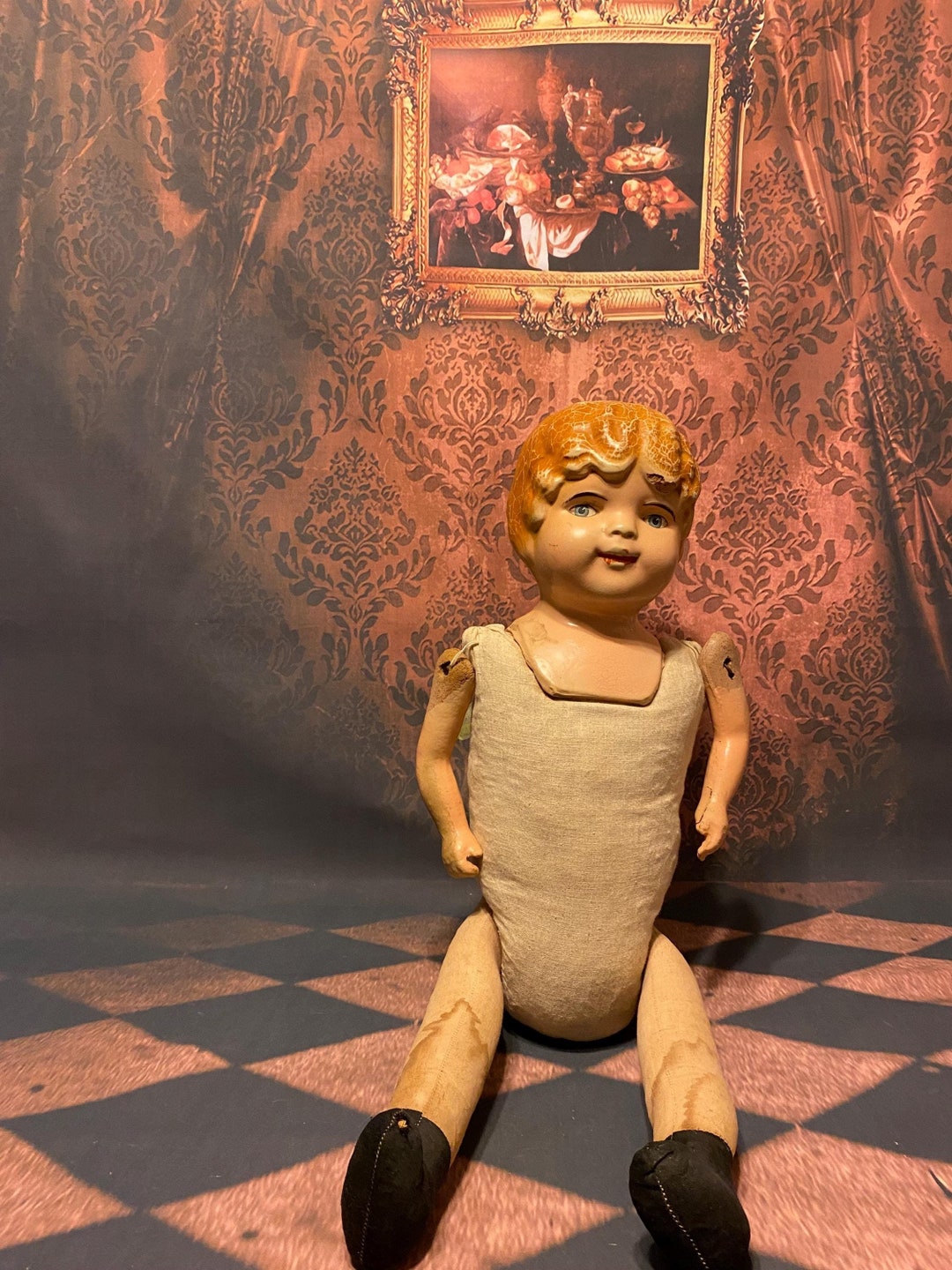 Antique Haunted Doll: Large Handmade Victorian Straw Stuffed Oddity - Etsy