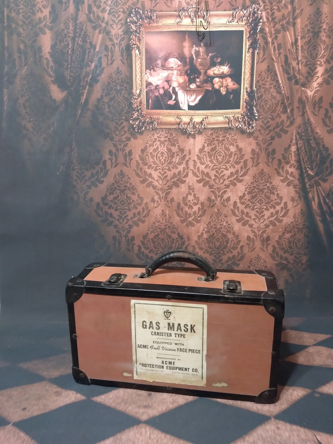 Antique Gas Mask Case ACME Protection Equipment Co. CM-659 Canister ...