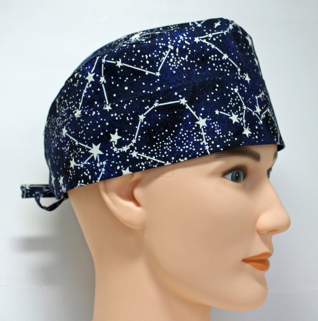 Surgical Scrub Cap for Men, Constellations Glow in Dark Hat W/tie Back ...