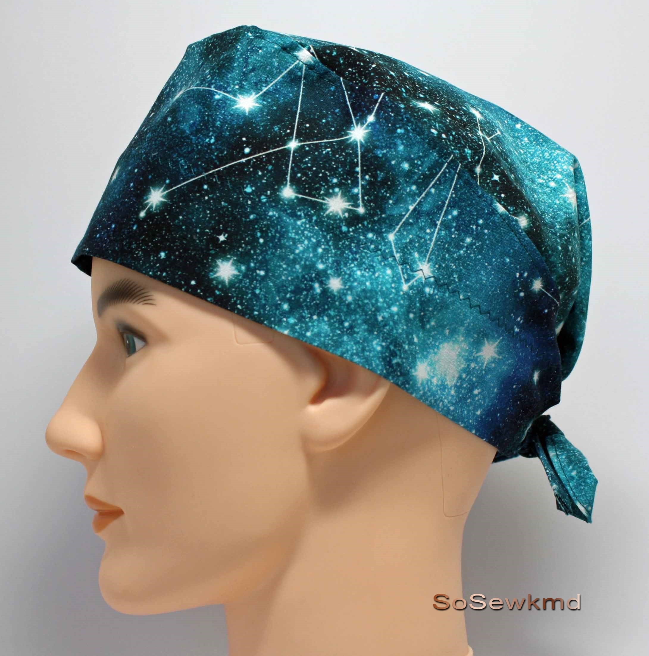 Surgical Scrub Cap for Men, Men's Space Scrub Cap With Tie Back and ...