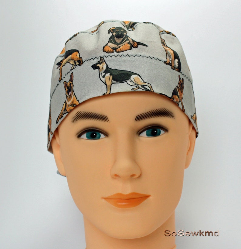 German Shepherd Dog Scrub Cap: Tie Back Cotton Doctor/nurse Hat - Etsy
