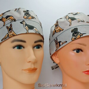 German Shepherd Dog Scrub Cap: Tie Back Cotton Doctor/nurse Hat - Etsy