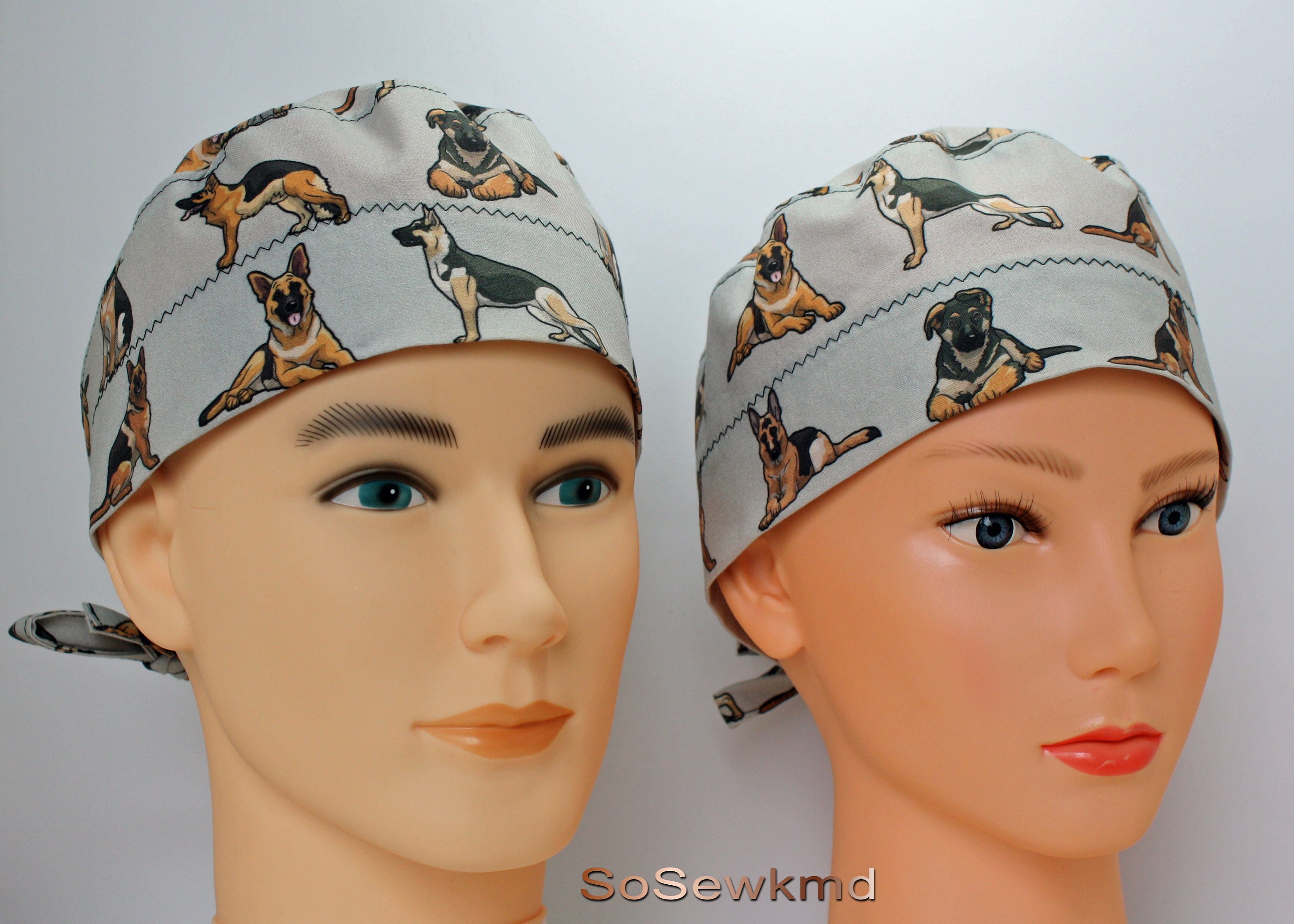 German Shepherd Dog Scrub Cap: Tie Back Cotton Doctor/nurse Hat - Etsy