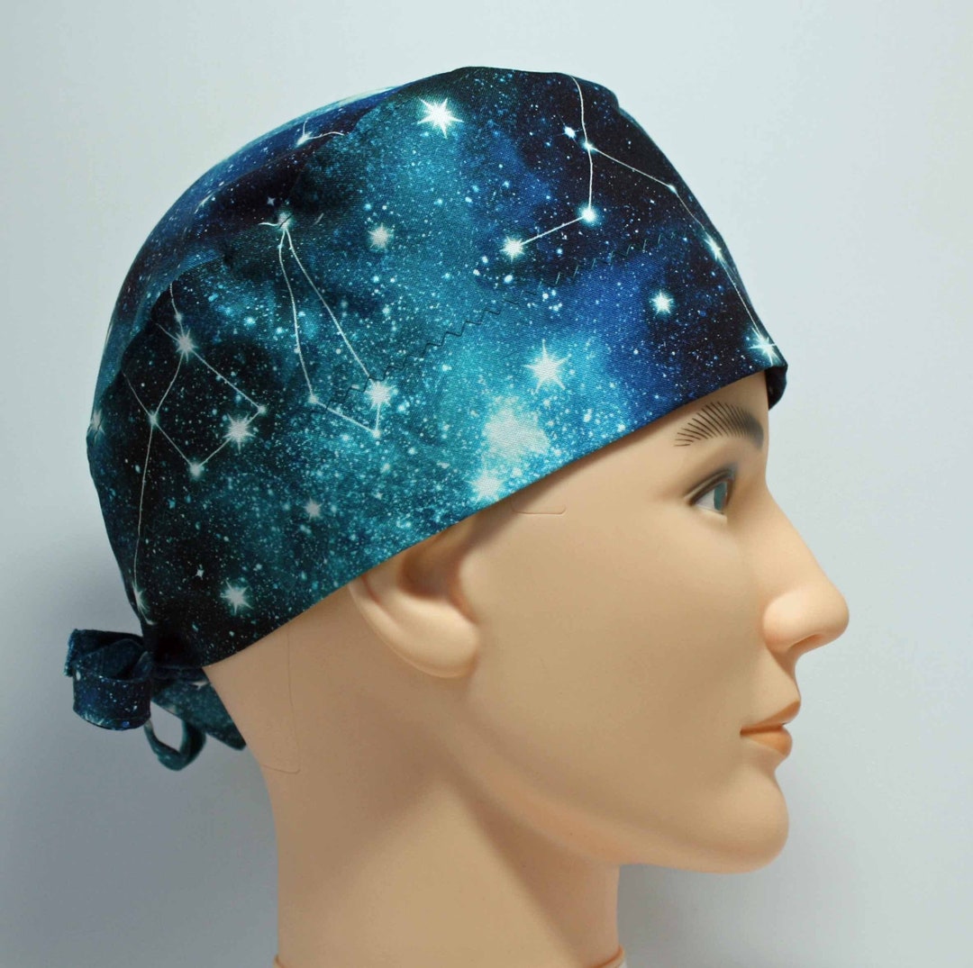 Surgical Scrub Cap for Men, Men's Space Scrub Cap With Tie Back and ...