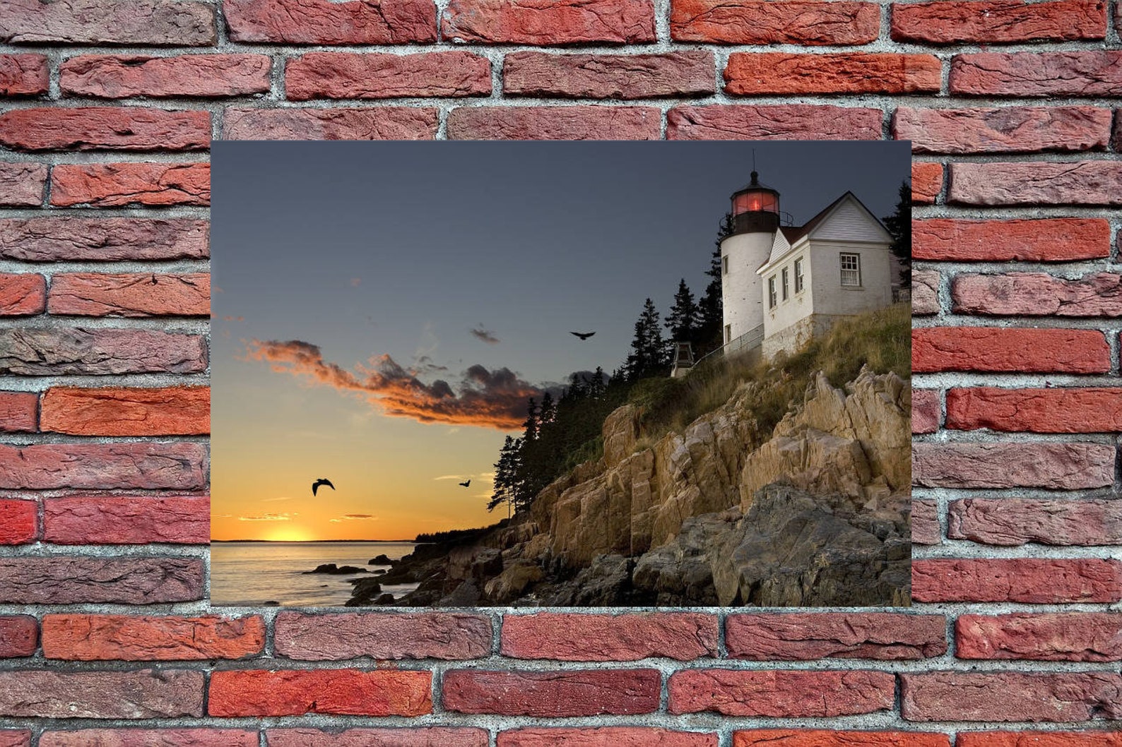 Lighthouse Bar Harbor Maine Landscape Poster Print - Etsy