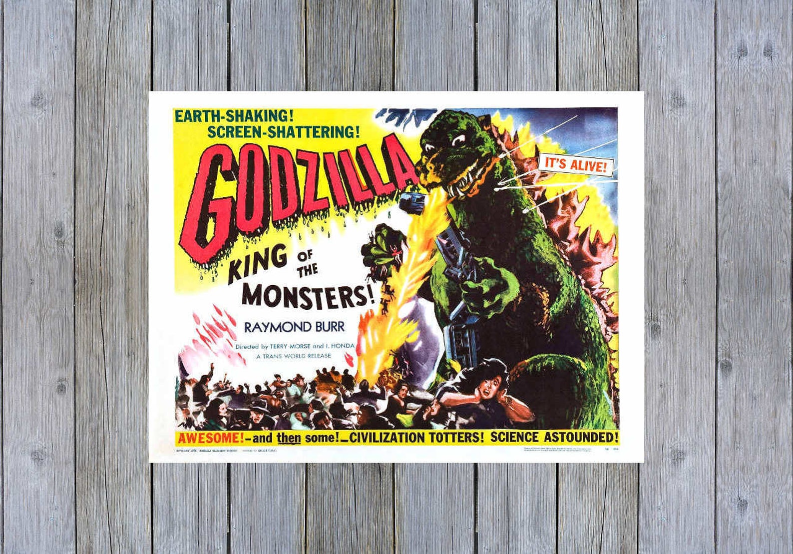 1956 Godzilla Vintage Monster Movie Poster Print Style B - Etsy