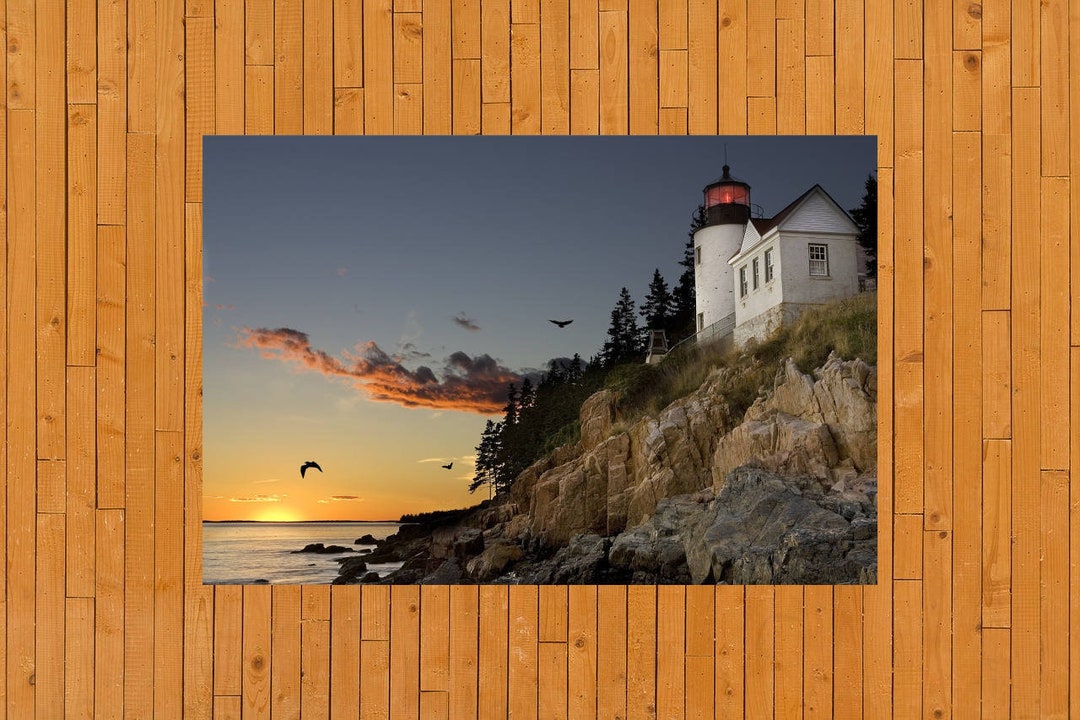 Lighthouse Bar Harbor Maine Landscape Poster Print - Etsy