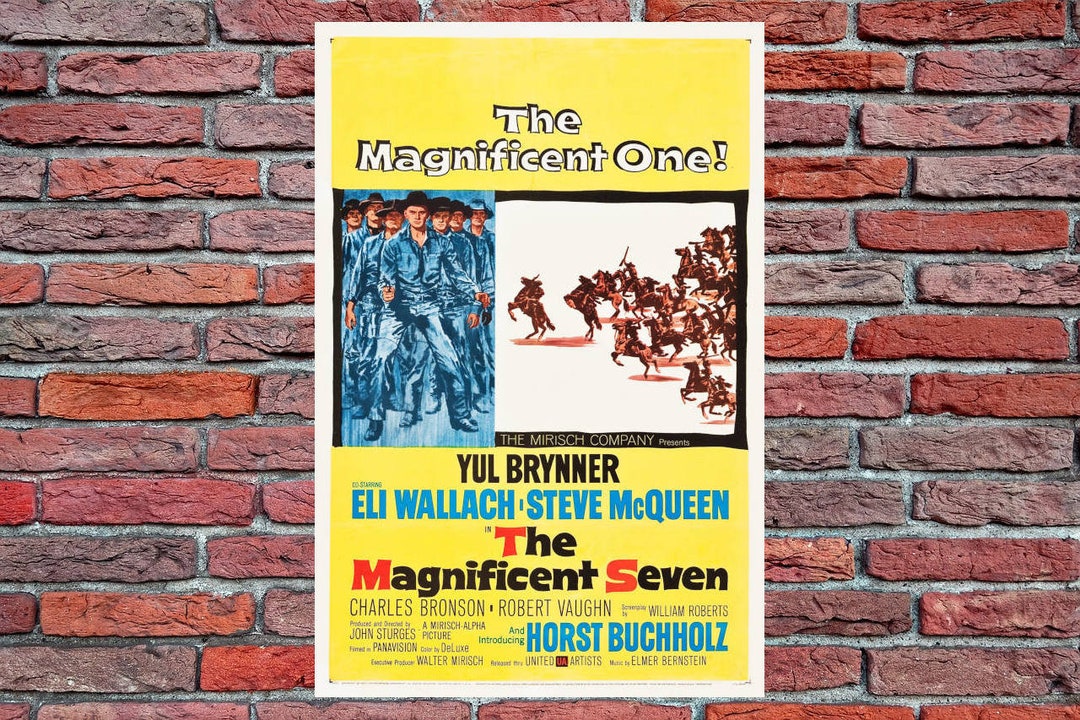 1960 the Magnificent Seven With Steve Mcqueen Vintage Movie Poster ...