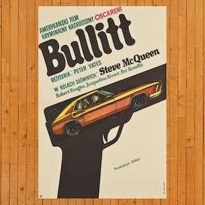 1968 Bullitt With Steve Mcqueen Vintage Movie Poster Print Polish - Etsy