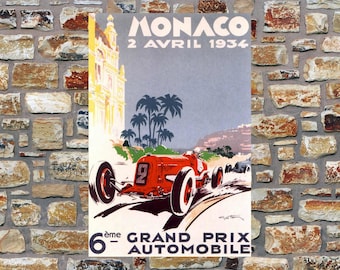 Vintage 1934 Poster Monaco Grand Prix - Etsy