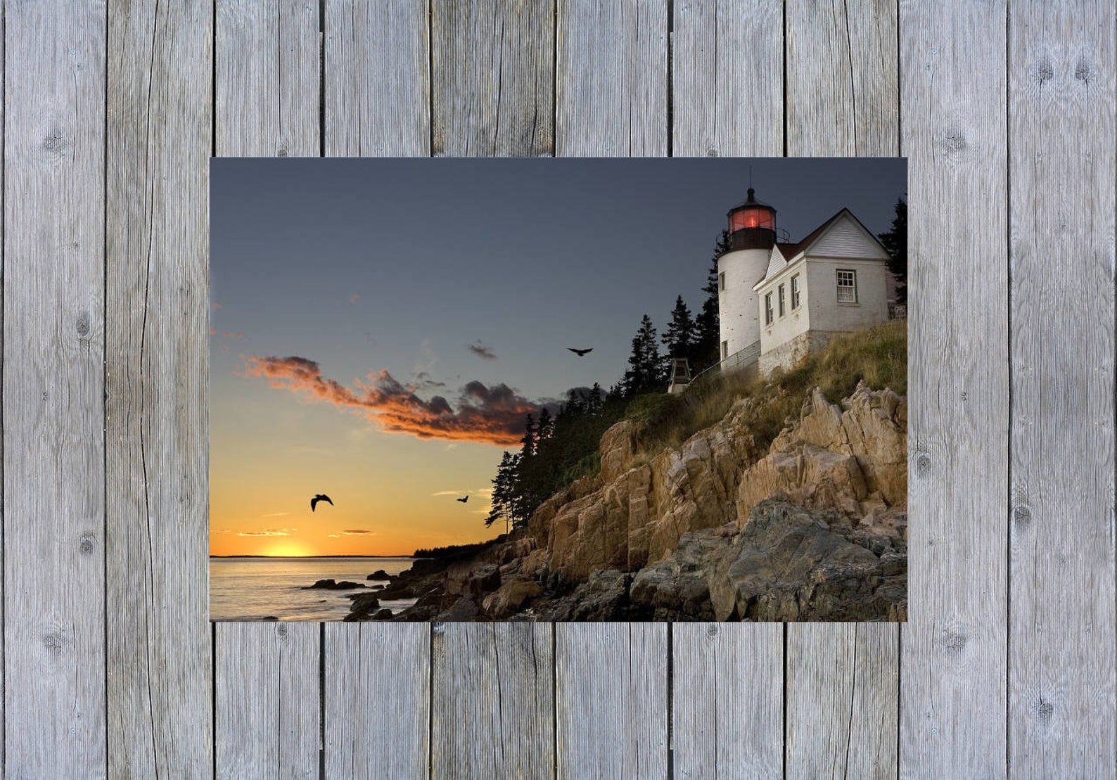 Lighthouse Bar Harbor Maine Landscape Poster Print - Etsy