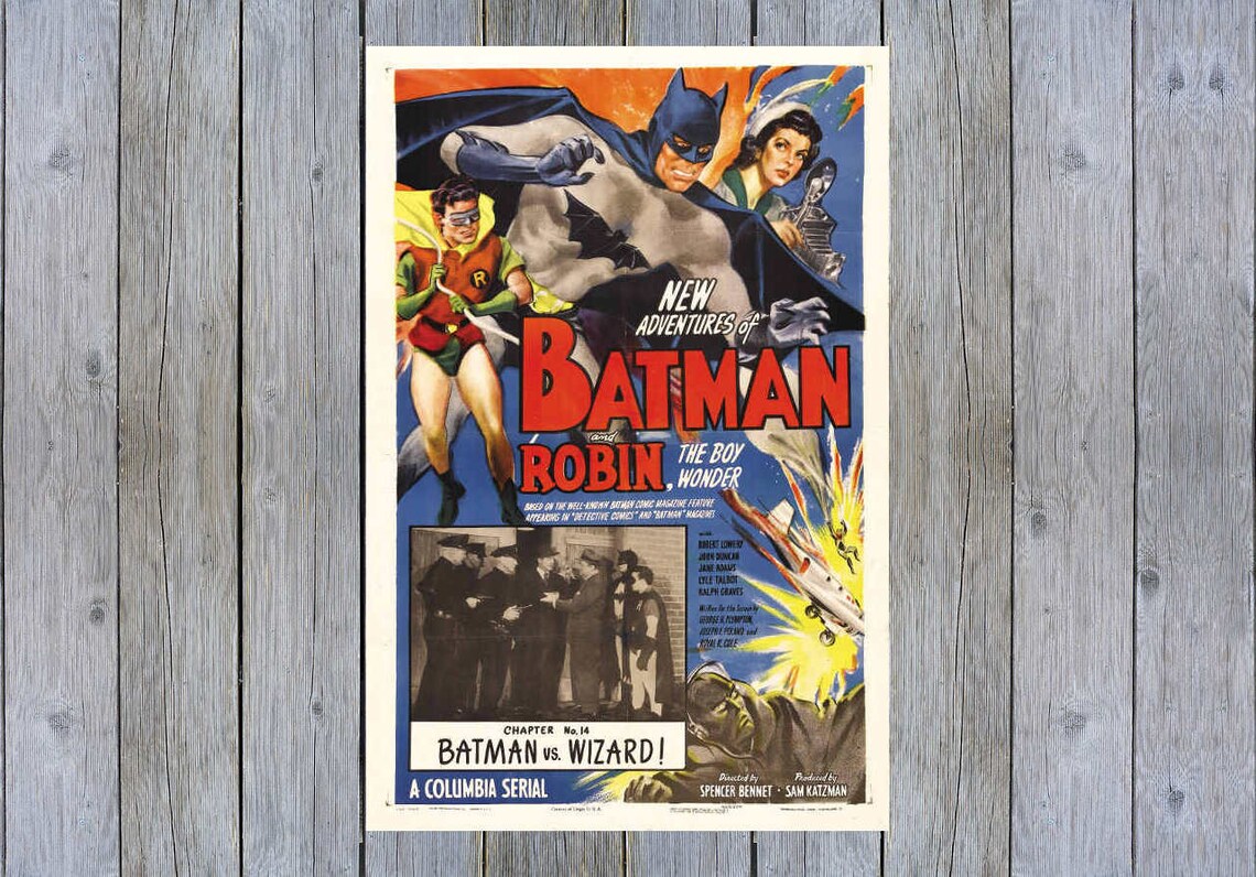 1949 Batman and Robin vintage movie poster print | Etsy