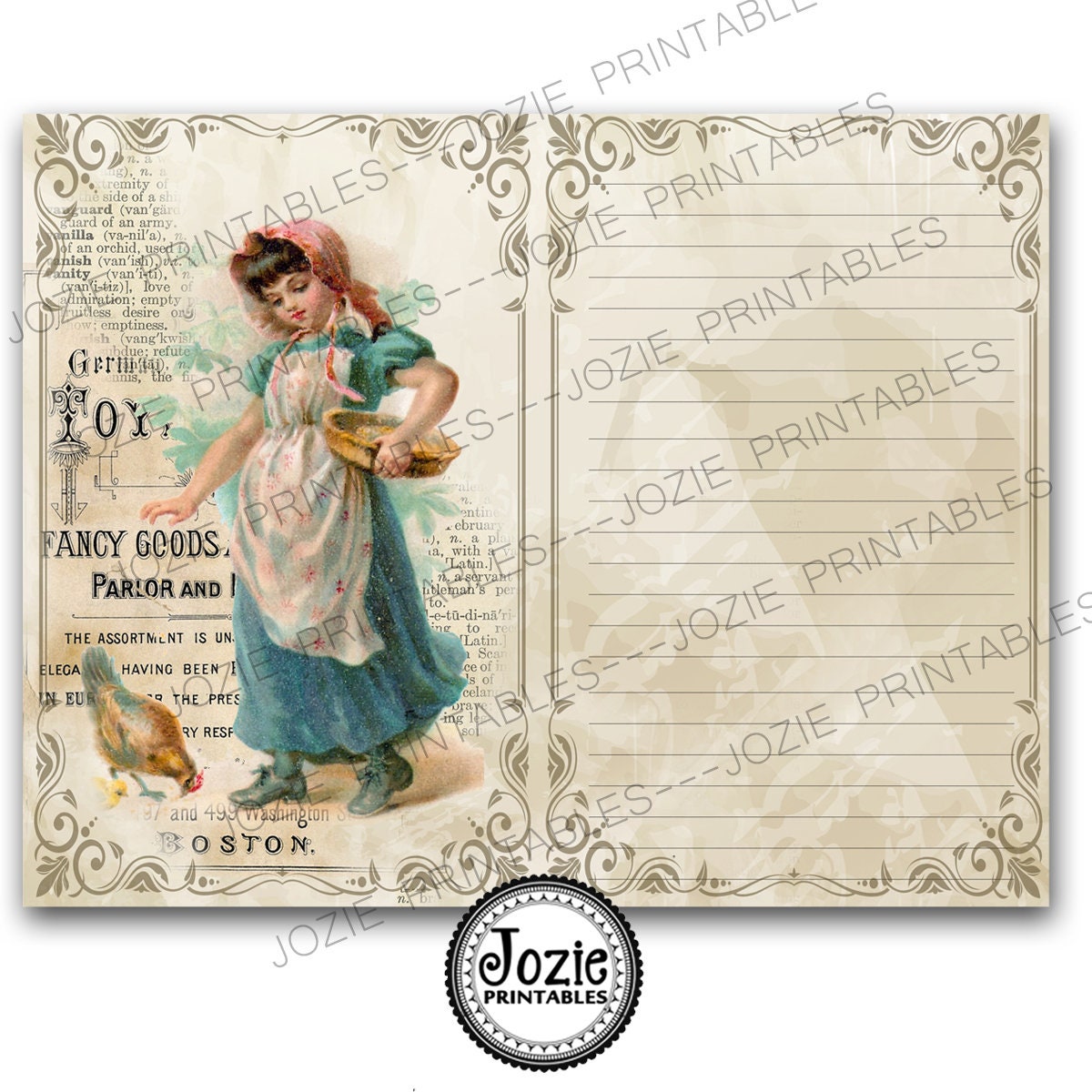 Printable Journal Note Pages Spring Memoires Vintage Roses - Etsy