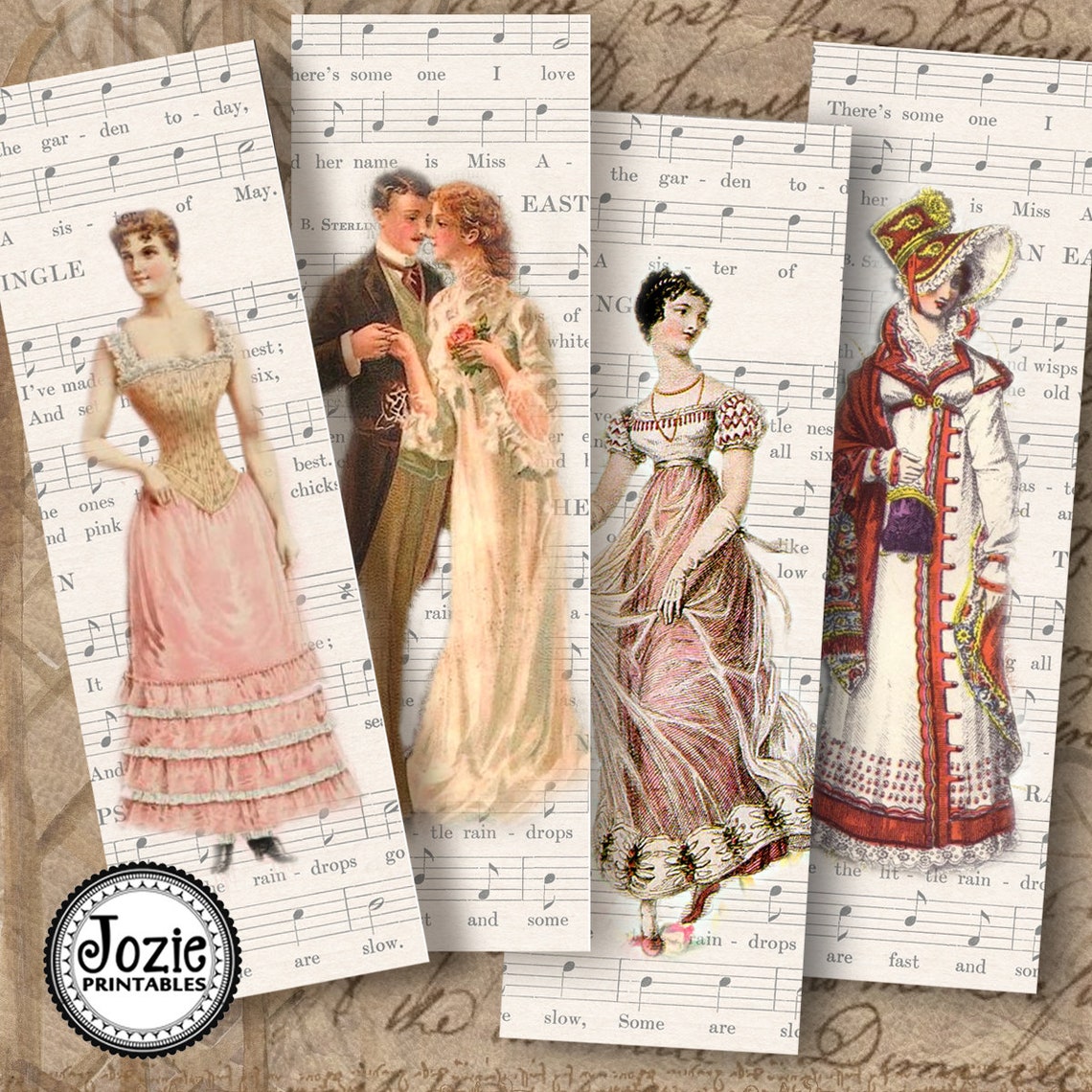 Printable Bookmarks Vintage Ladies Fashion Digital Collage - Etsy