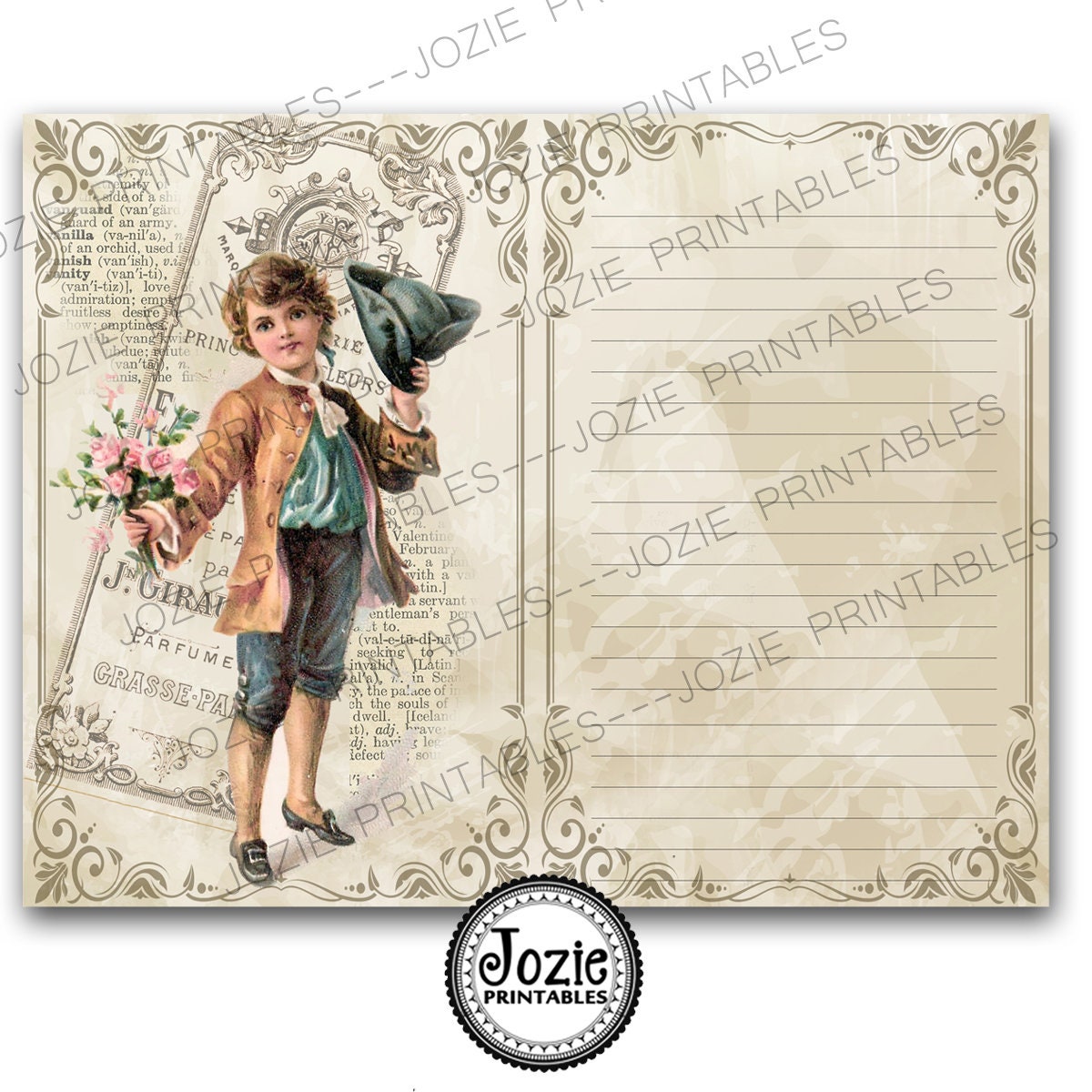 Printable Journal Note Pages Spring Memoires Vintage Roses - Etsy