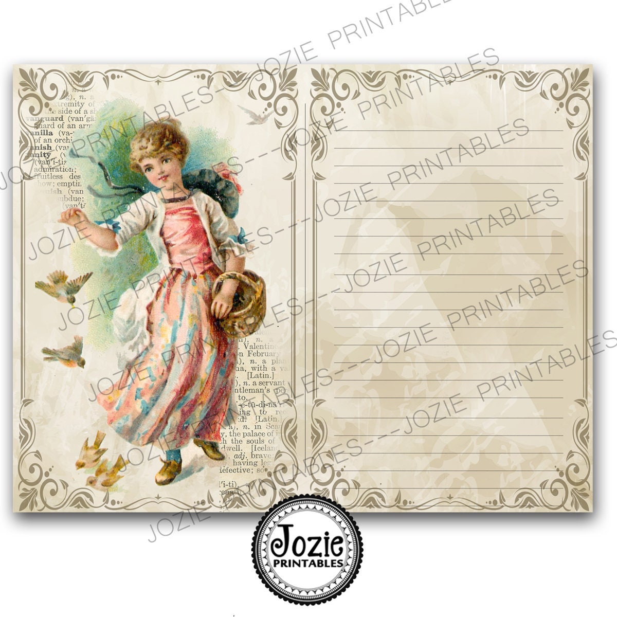 Printable Journal Note Pages Spring Memoires Vintage Roses - Etsy