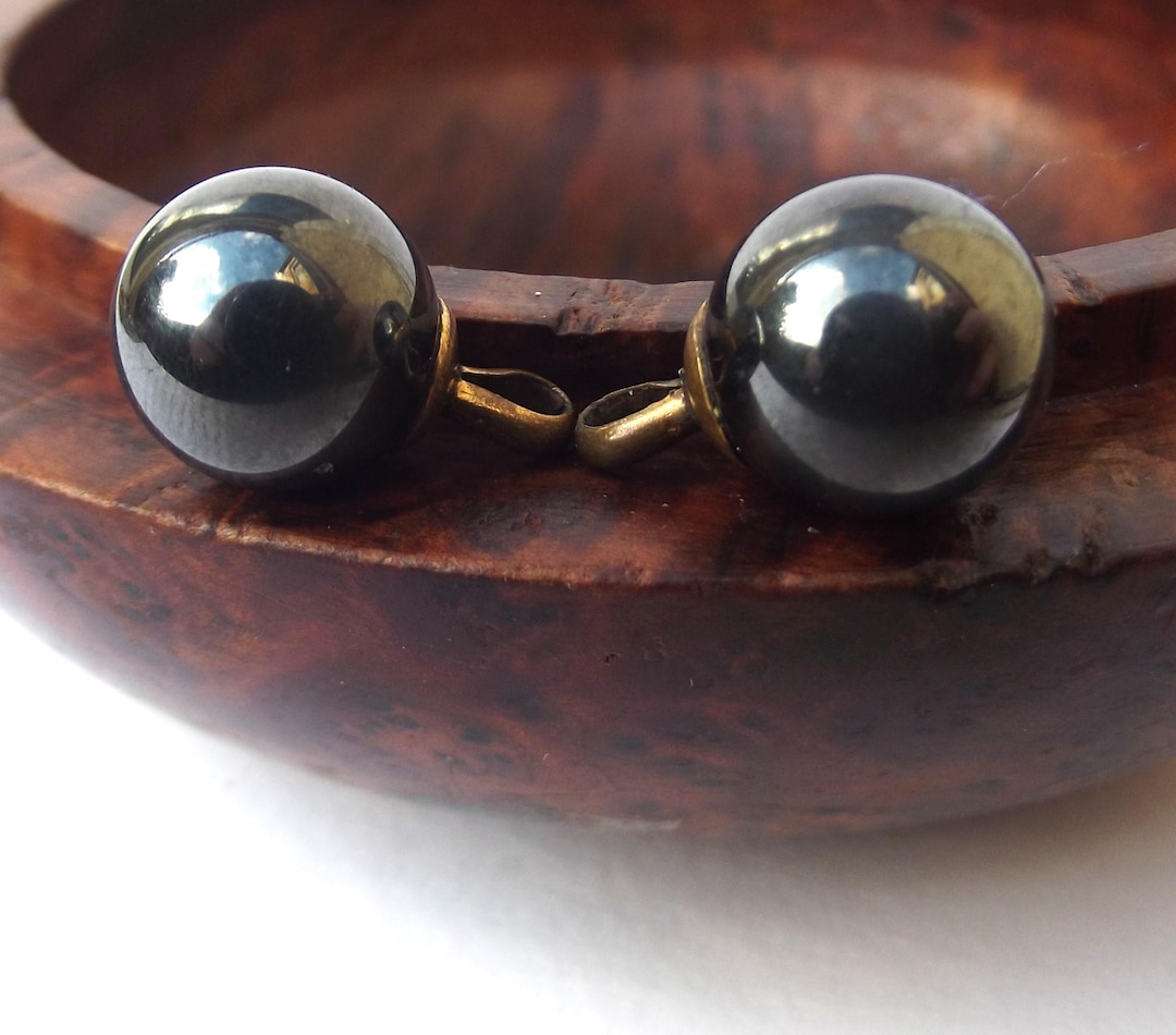 1920s Accessory Hematite Gemstone Gentleman's Buttons, Gemstone ...