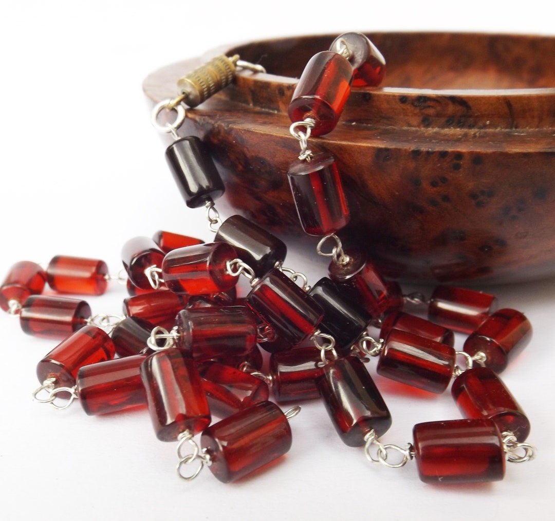 1910 20s Rich Cherry Red Bakelite Barrel Necklace Red Cherry - Etsy