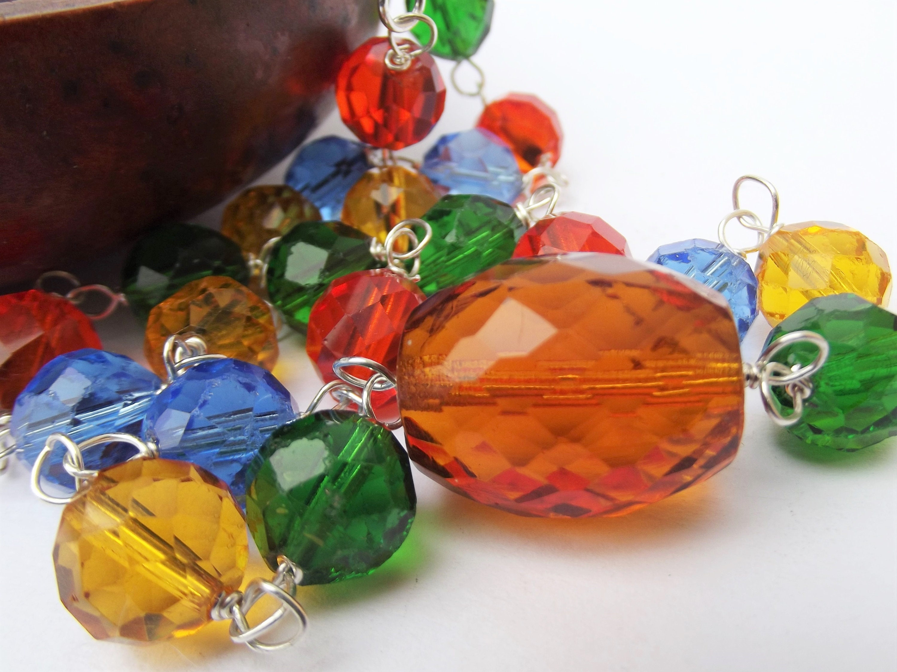 1930s Art Deco Large Glass Jewel Necklace, Jewel Glass Beaded Necklace ...