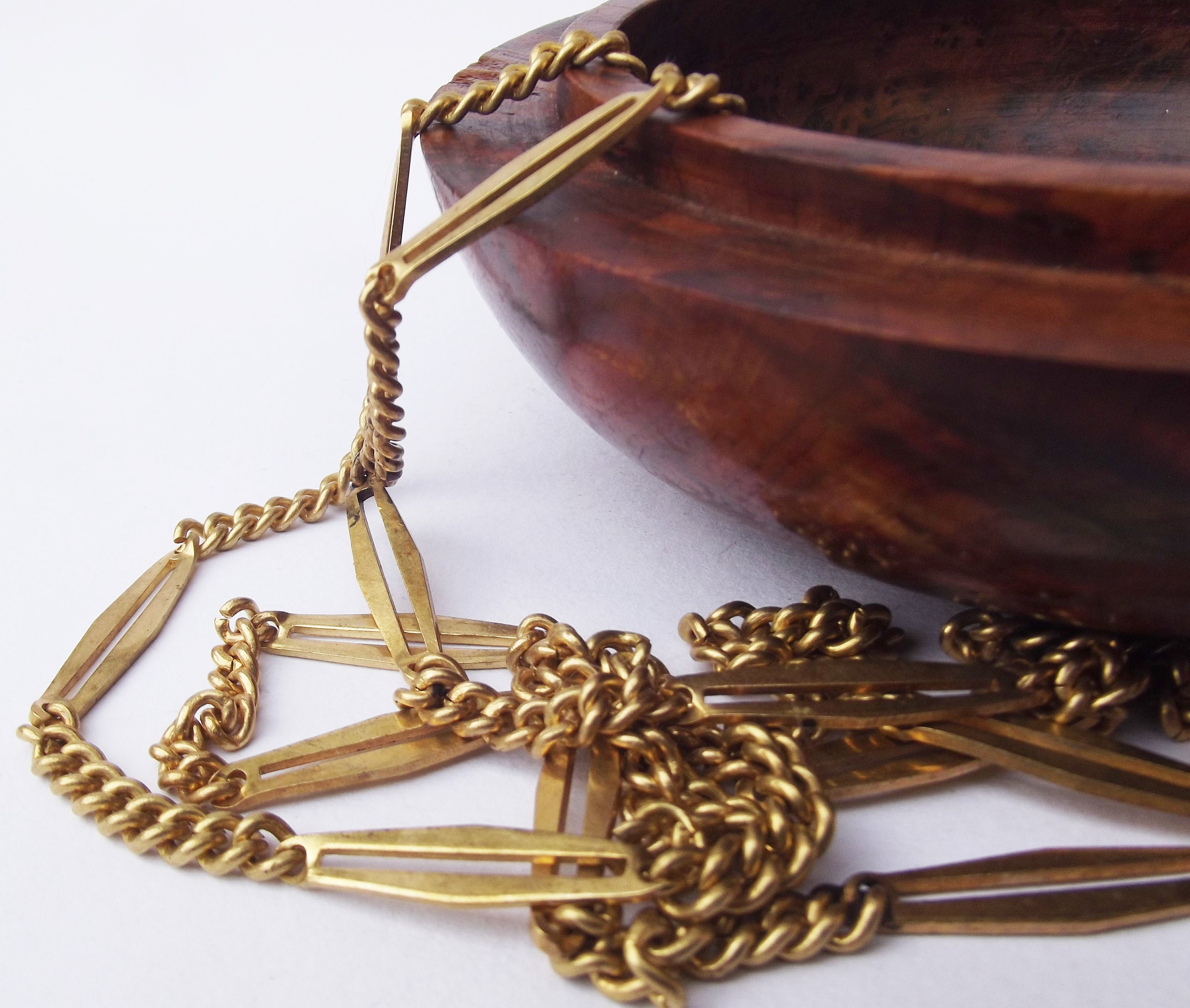1930s Art Deco Gilt Fancy Chain Necklace Chain Necklace Long - Etsy