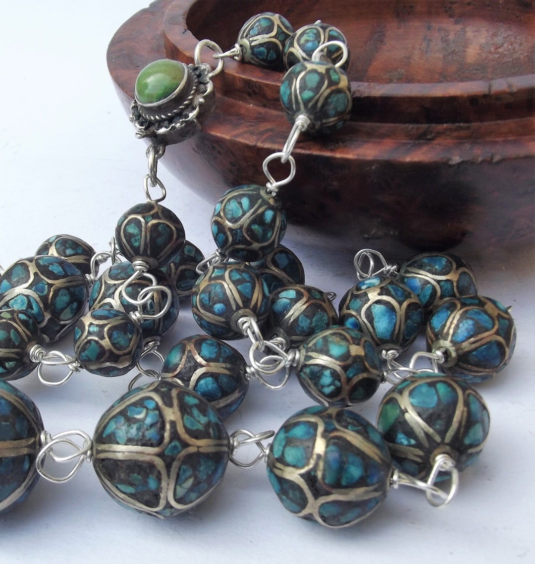 1920s Art Deco Mosaic Turquoise Necklace, Antique Turquoise Necklace ...