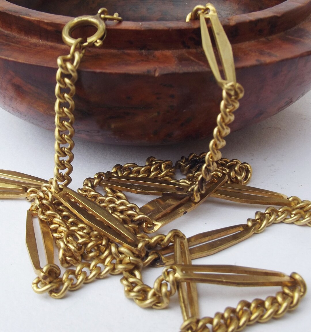 1930s Art Deco Gilt Fancy Chain Necklace Chain Necklace Long - Etsy