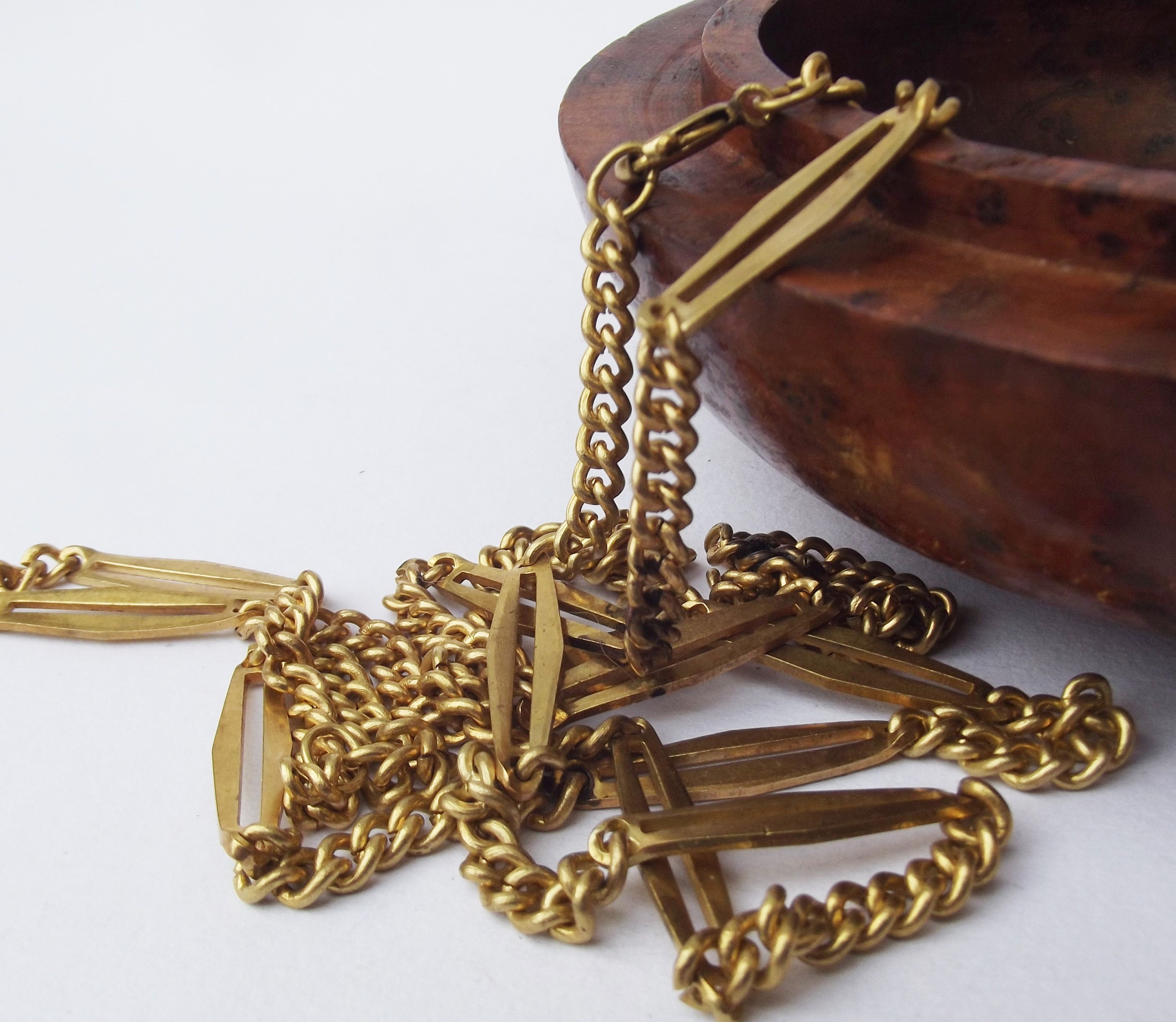 1930s Art Deco Gilt Fancy Chain Necklace Chain Necklace Long - Etsy