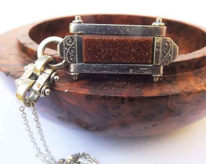 Victorian Watch Fob Pendant and Chain, Victorian Goldstone Pendant ...
