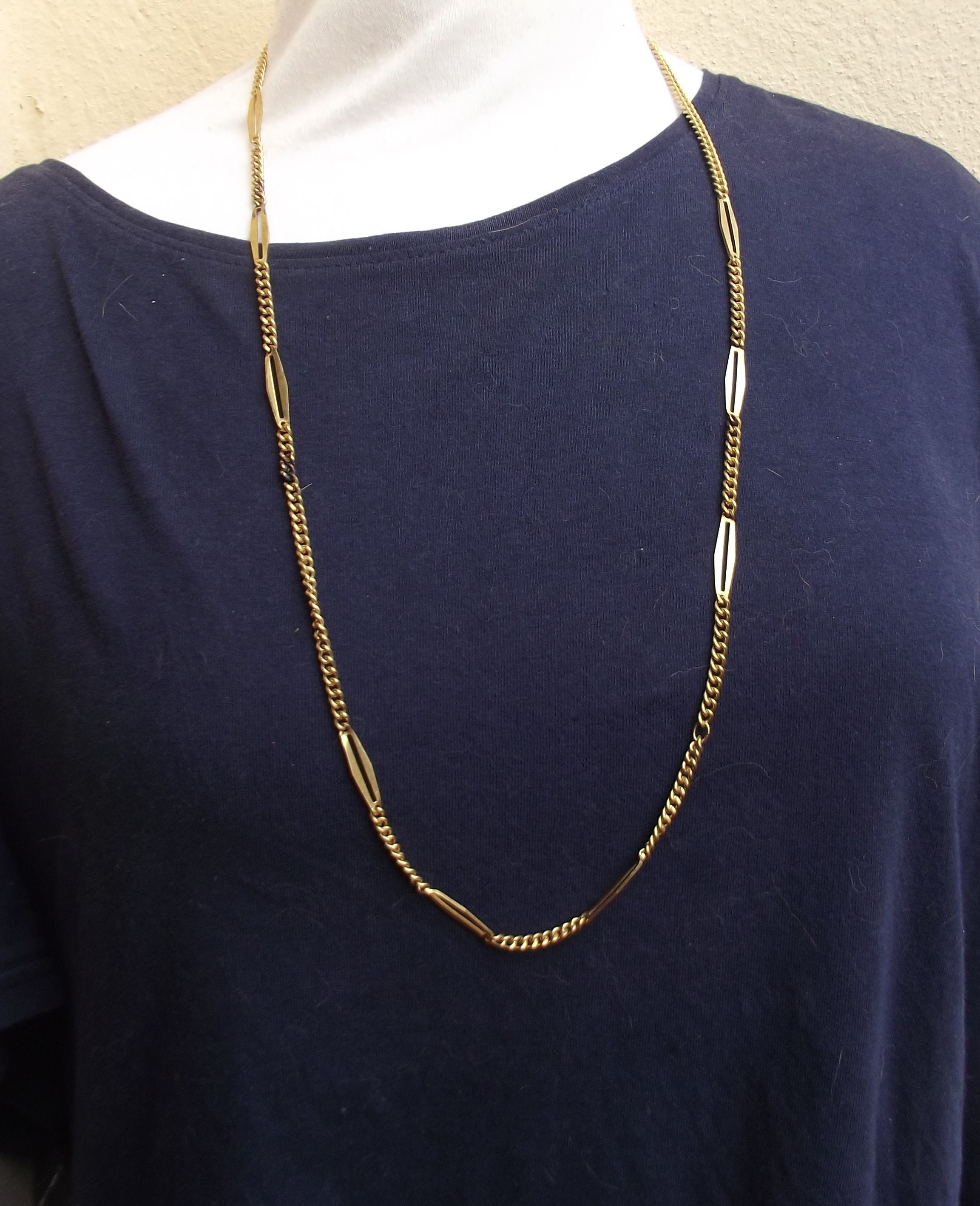 1930s Art Deco Gilt Fancy Chain Necklace Chain Necklace Long - Etsy