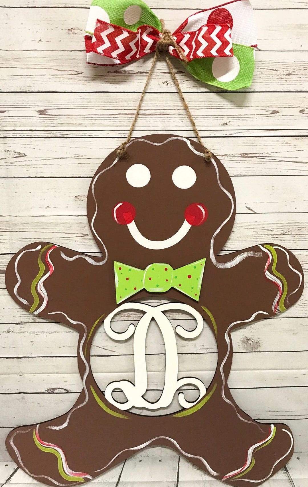 Monogram Gingerbread Man Door Hanger: Christmas Decor - Etsy