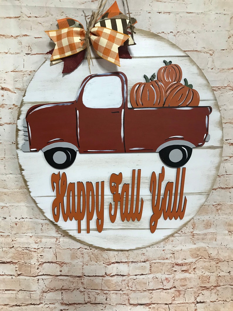 Slatted Circle Happy Fall Yall Truck | Etsy