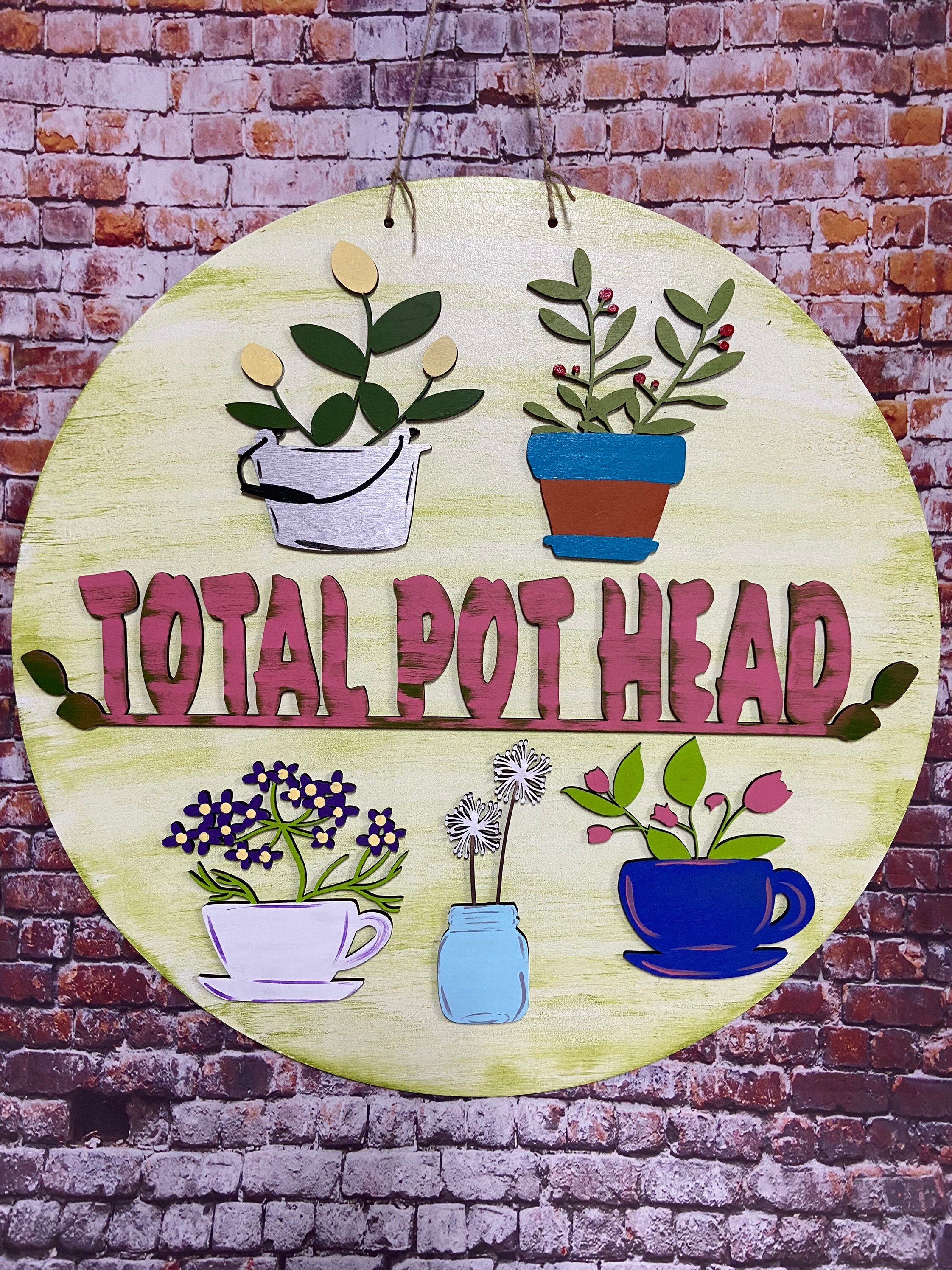 Total Pot Head Flowers Door Hanger - Etsy