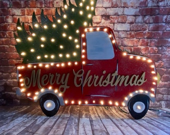 Red Truck Christmas Tree Topper ~ 360 Degrees View Red Truck Holiday ...