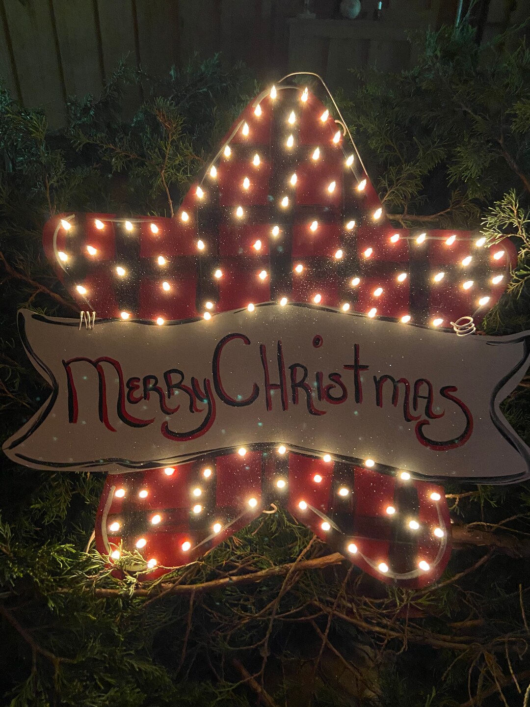 Star Tree Topper in Red Plaid - Etsy