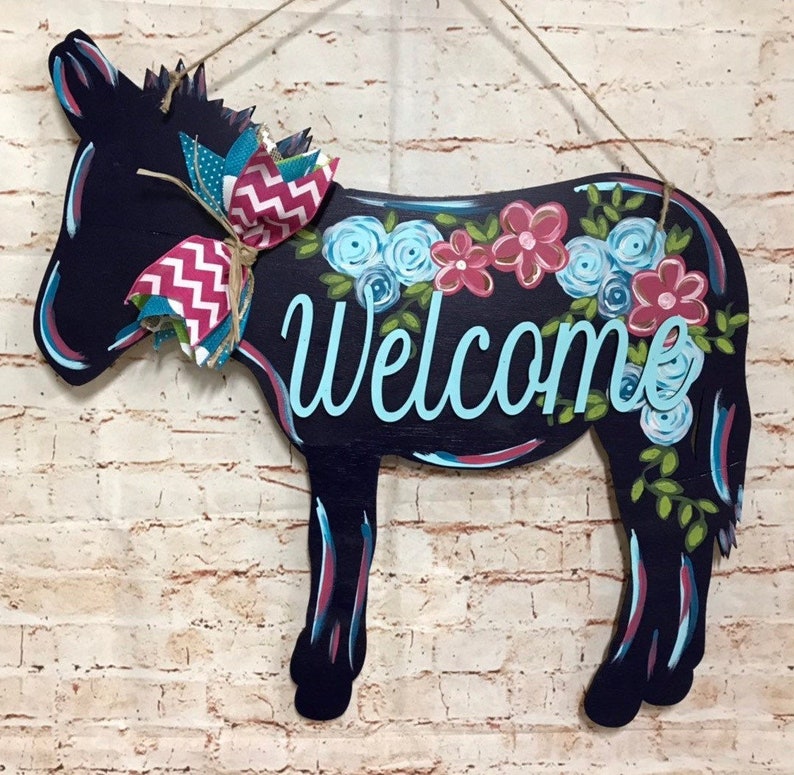 Donkey With Flowers Door Hanger Gift Idea Housewarming Farm - Etsy