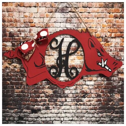 Arkansas Door Hanger Hog Door Hanger Arkansas Wreath - Etsy