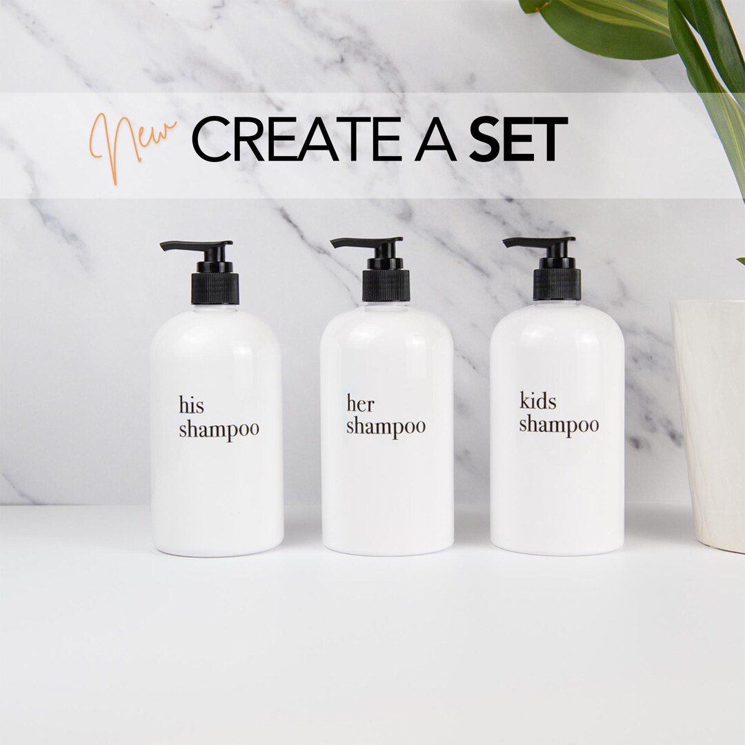 White Shampoo and Conditioner Bottles, Minimalist Shampoo Bottle ...