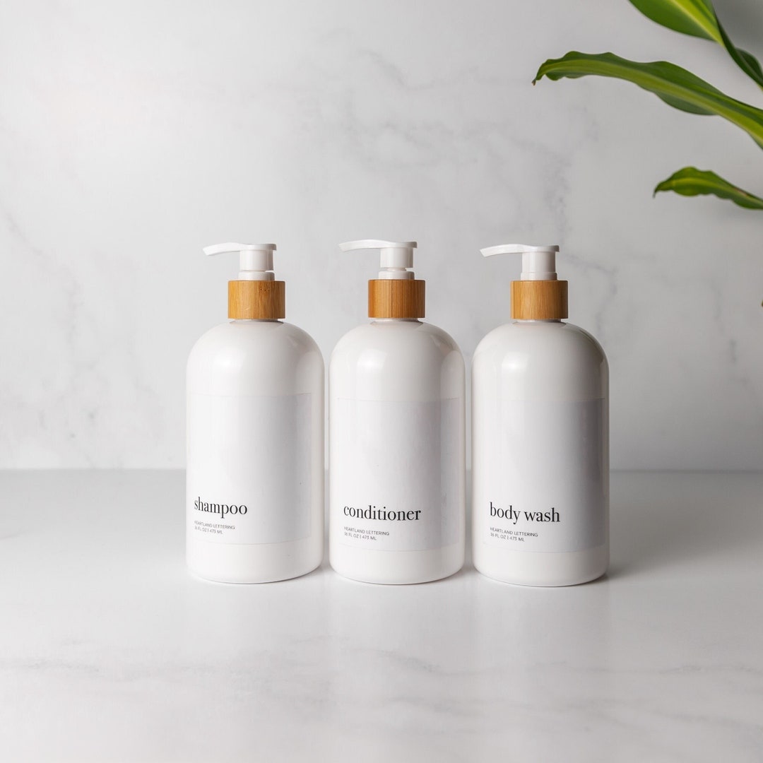 White Shampoo and Conditioner Bottles, Minimalist Shampoo Bottle ...