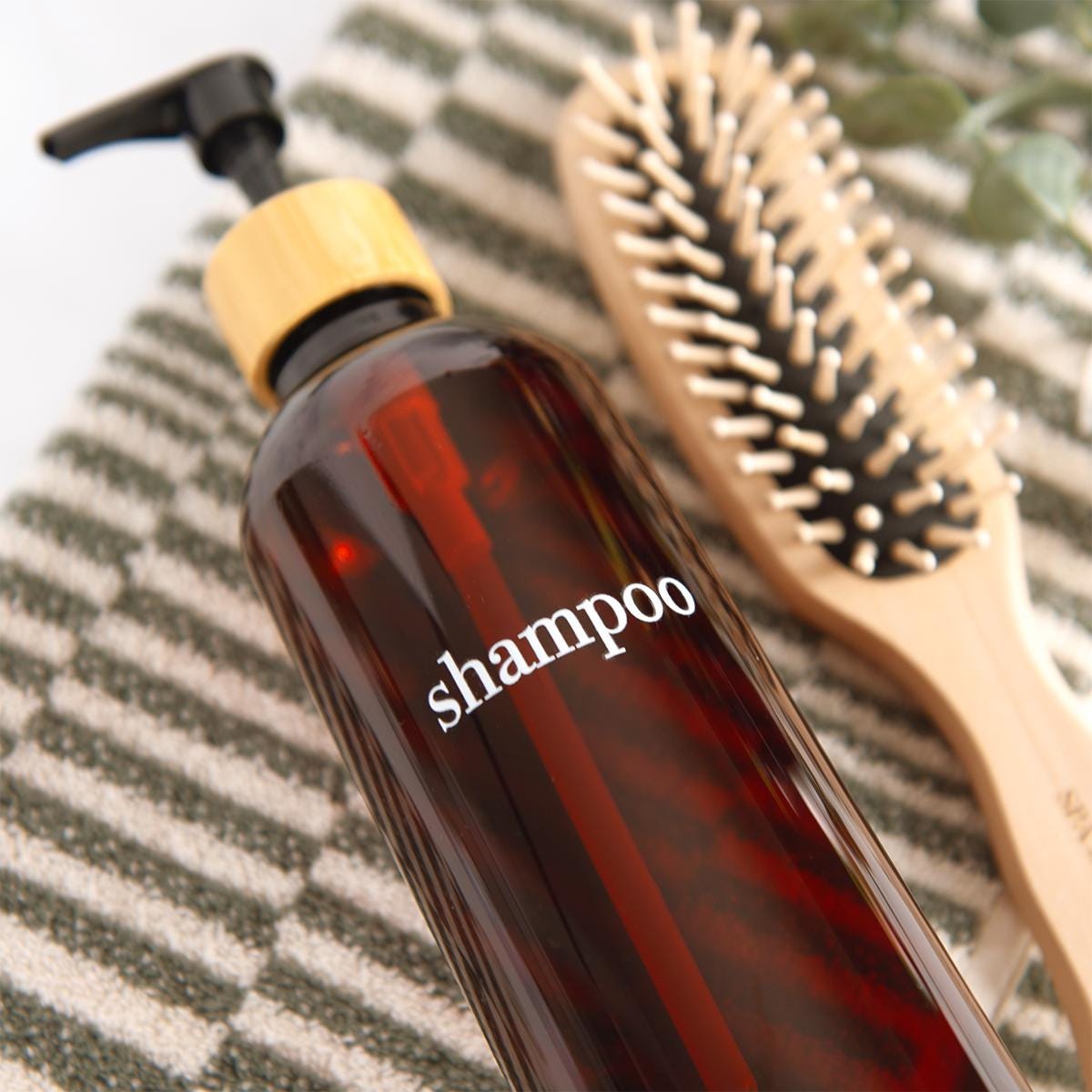 Amber Refillable Shampoo Bottles: Minimalist Bathroom Organizer, Bamboo ...