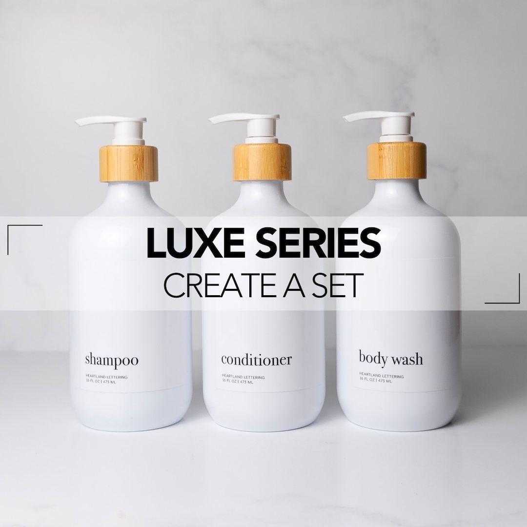 Luxe Shampoo Bottle Shower Dispenser Set Spa Bathroom Accessories ...