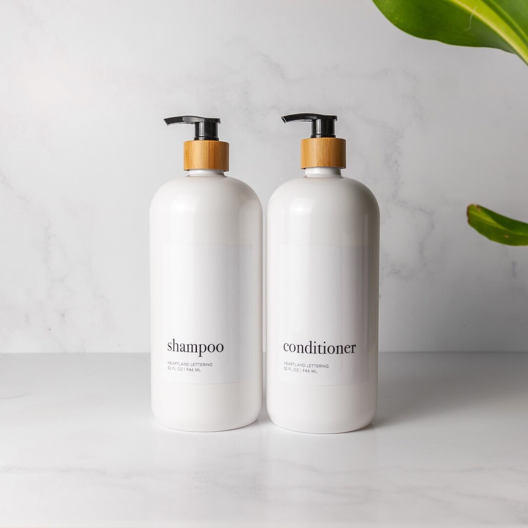 Large 32 Oz Shampoo & Conditioner Bottle Set of 2 Minimalist Shower ...