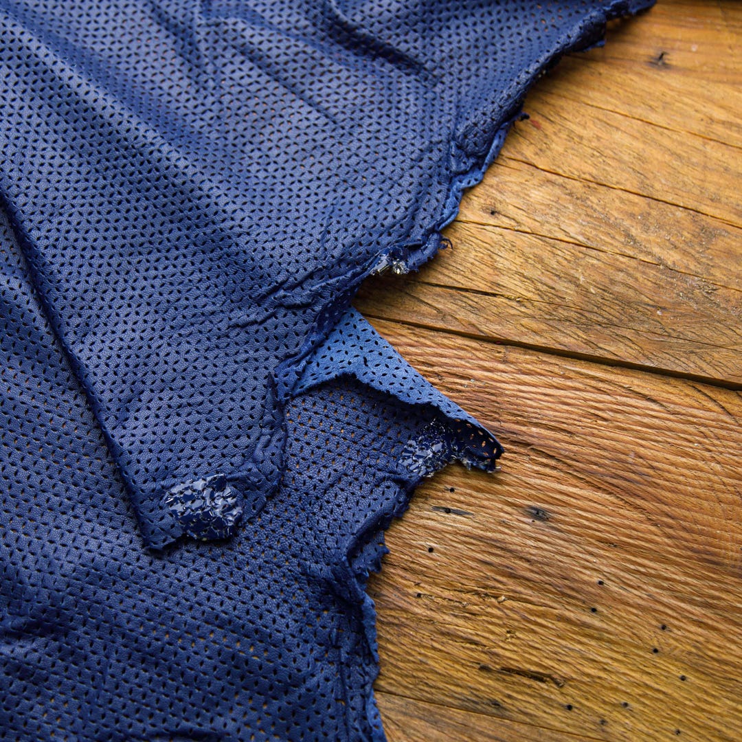 Navy Blue Mesh Pattern Perforated Soft Leather Leather Skins | Leather ...