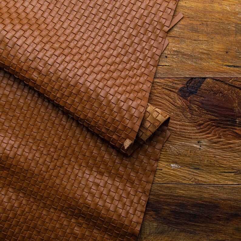 Brown Handwoven Leather – Basket Weave Design for DIY Crafts, Bags ...