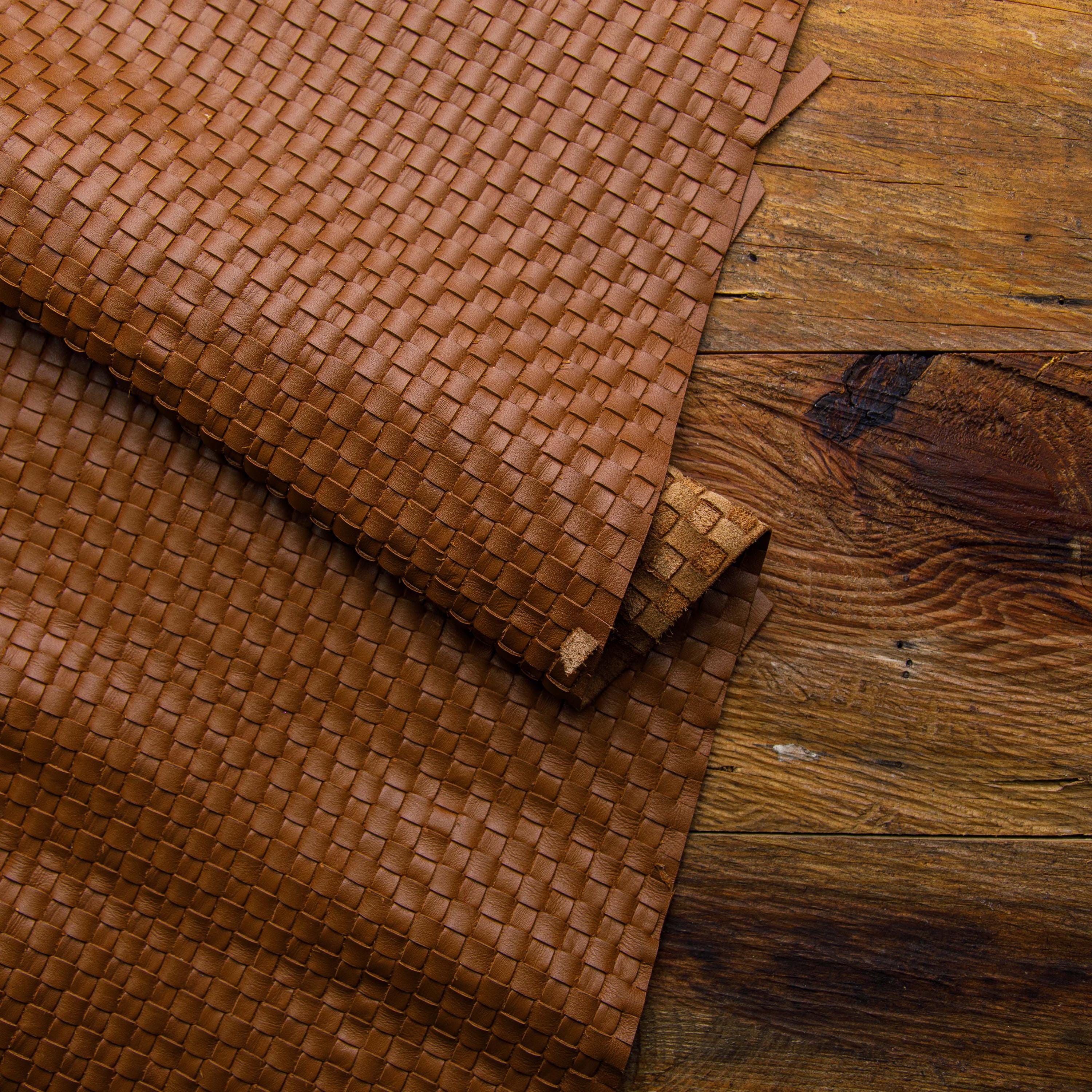 Brown Handwoven Leather – Basket Weave Design for DIY Crafts, Bags ...