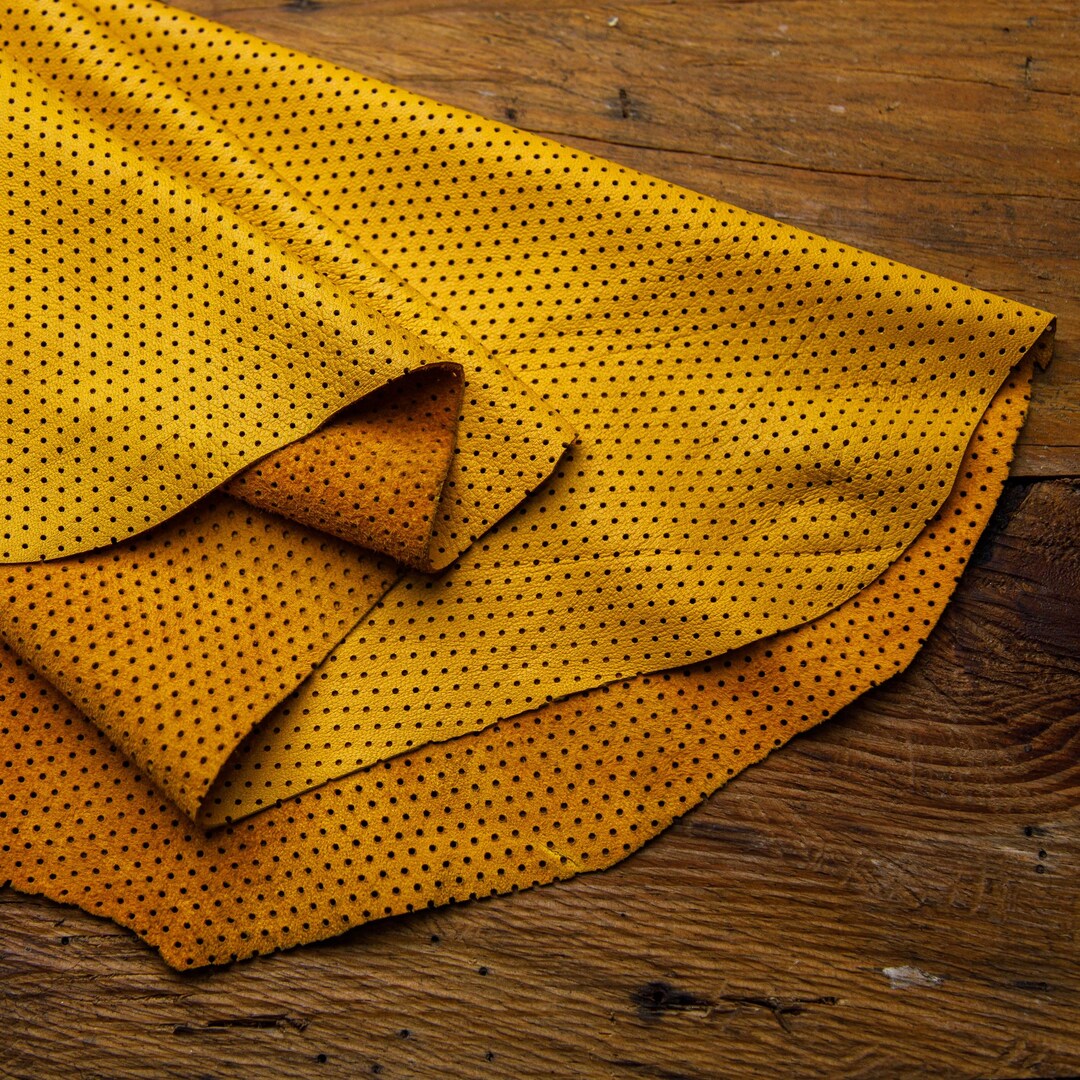 Mustard Perforated Soft Leather - Perfect for Crafting, Upholstery ...